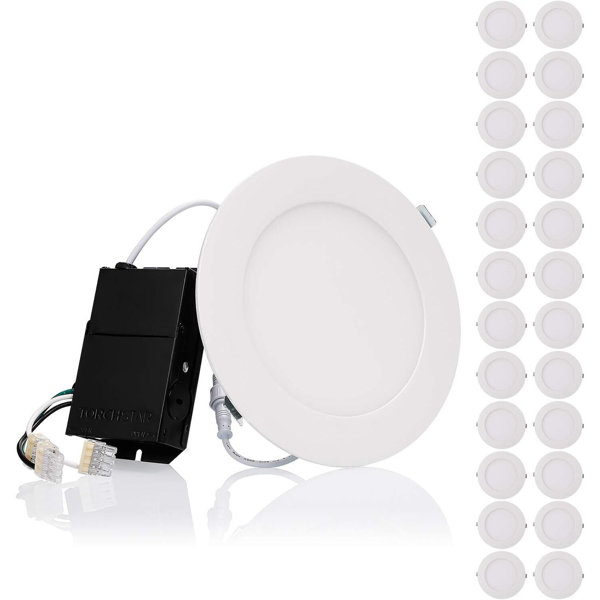 TORCHSTAR 13.5W 6-Inch Ultra-Thin LED Recessed Light with J-Box, 2700K Soft White, Dimmable Slim ...